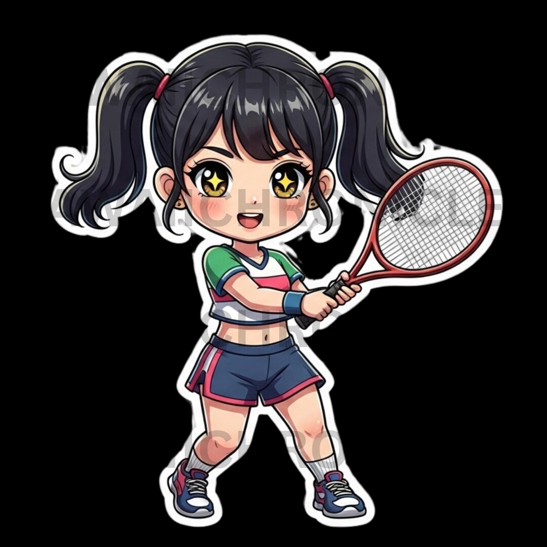 Chibi Tennis Girl PNG Clipart: Kawaii Anime Art (digital Download - Etsy