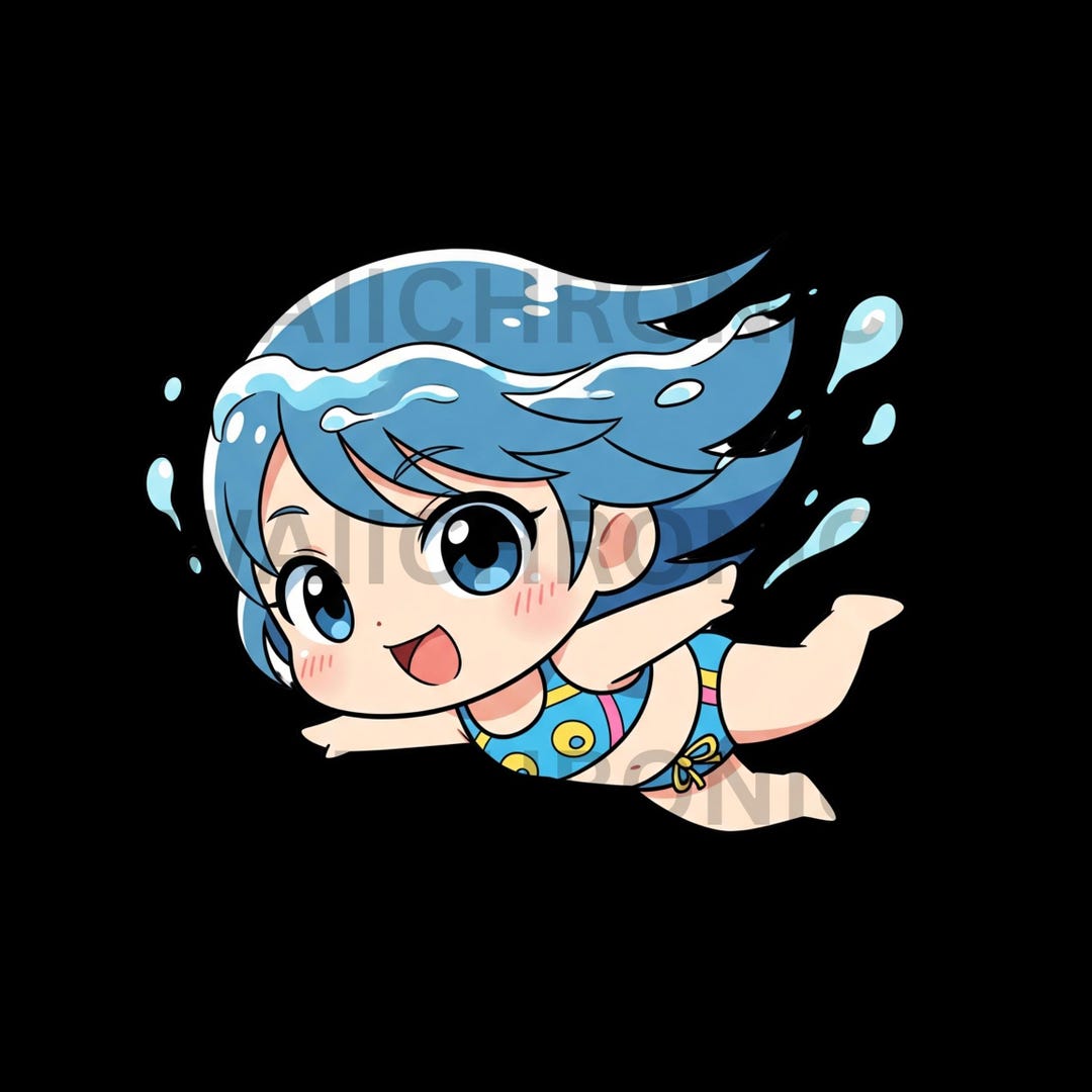 Chibi Sporty Child Kawaii Swimmer Anime Cute Baby Adorable Girl ...