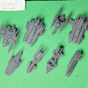 ISV Fleet Spaceship Miniature Set of Eight 3D Resin Printed 50mm Ships ...