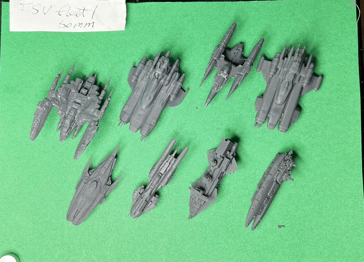 ISV Fleet Spaceship Miniature Set of Eight 3D Resin Printed 50mm Ships ...