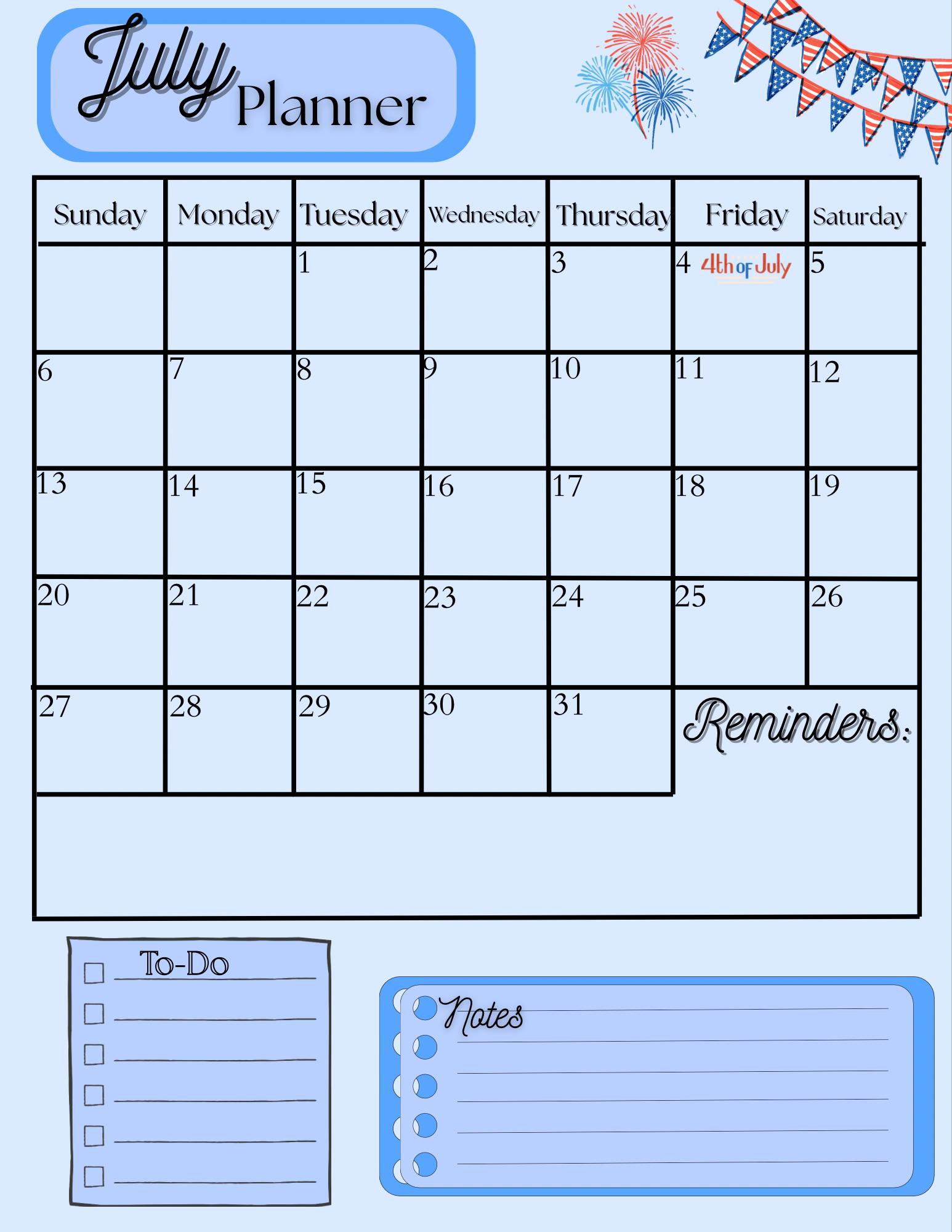 July 2025 Printable Planner - Etsy