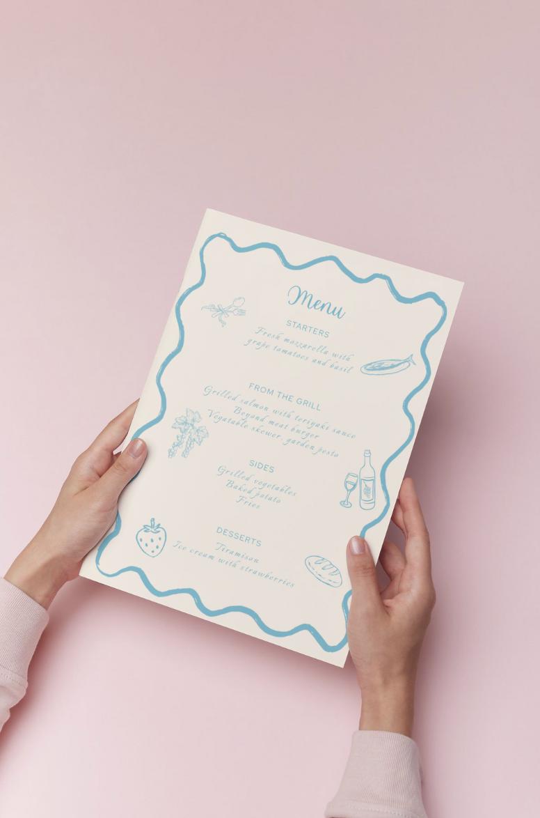 Editable Menu Template – Light Blue Squiggly Line Design (canva) - Etsy ...