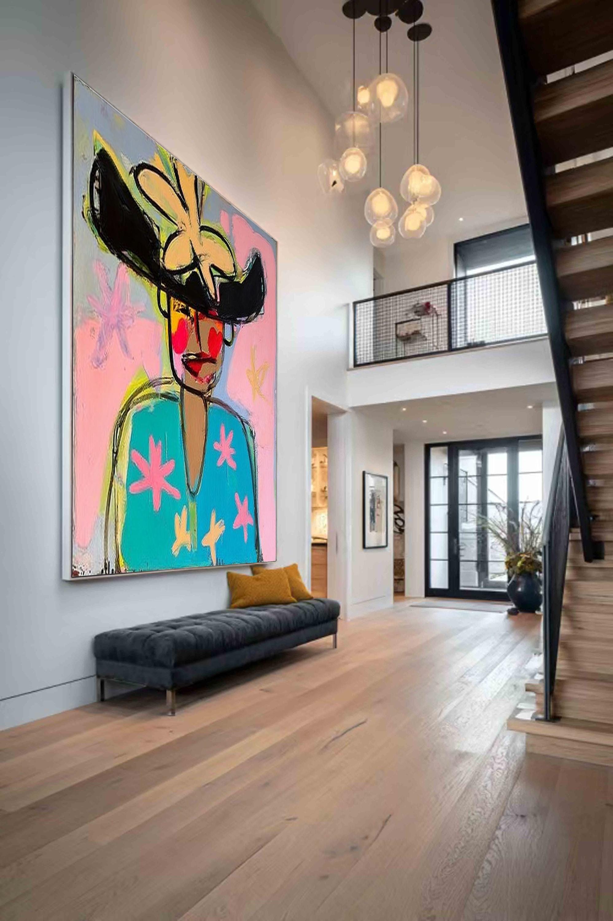 Colorful Faceless Man Painting,colorful Figure Paintings,bohemian Wall ...