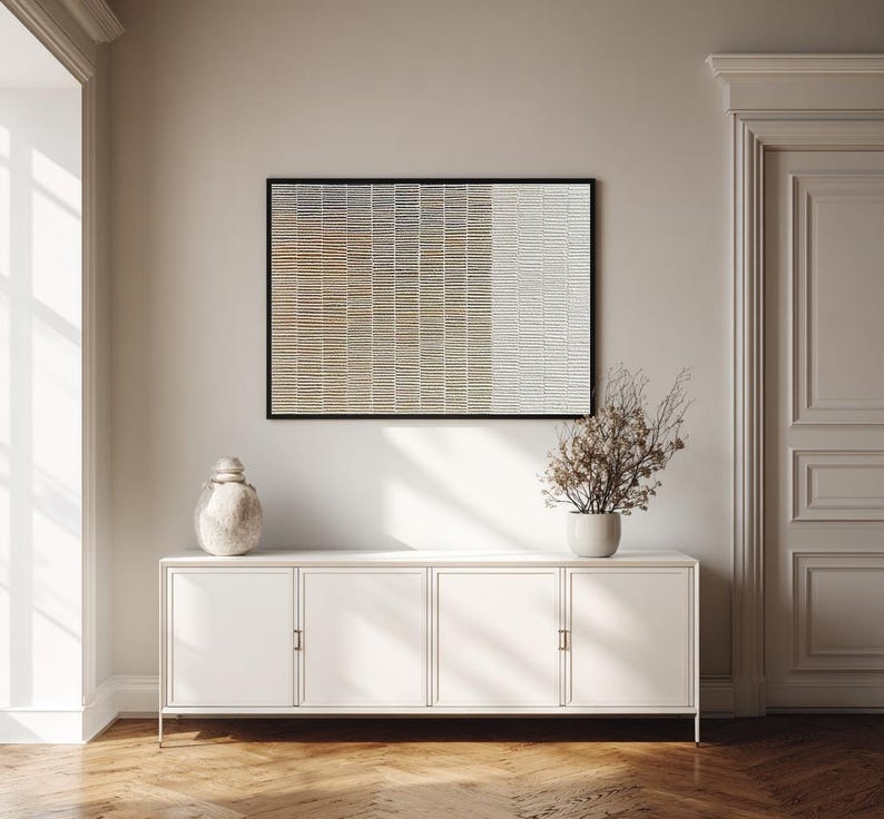Large Beige Textured Wall Art Modern 3D Minimalist Plaster Painting ...