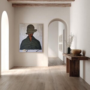 Original Coffee Man Canvas Painting, Abstract Portrait Art, Retro Wall ...