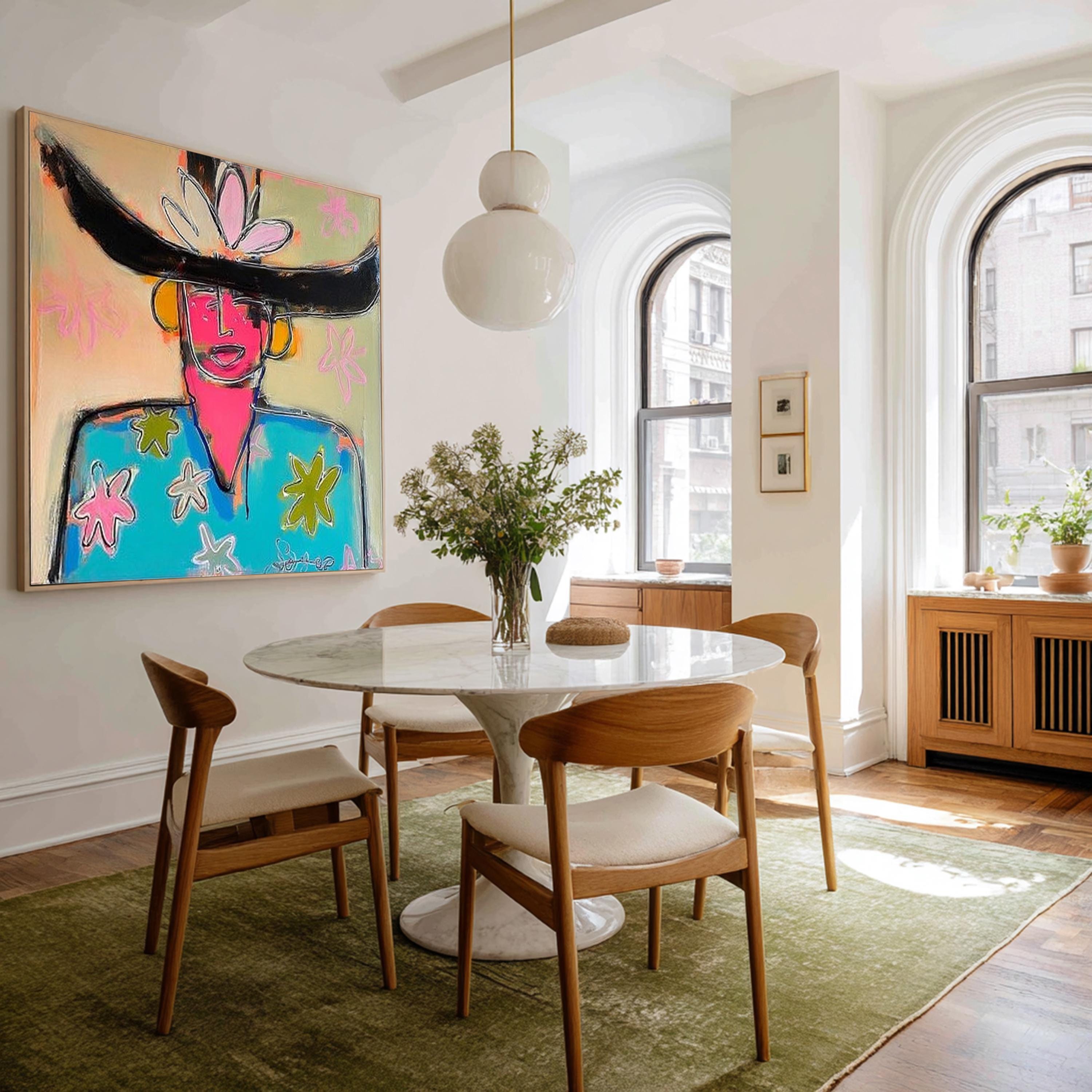 Colorful Faceless Man Painting,colorful Figure Paintings,bohemian Wall ...