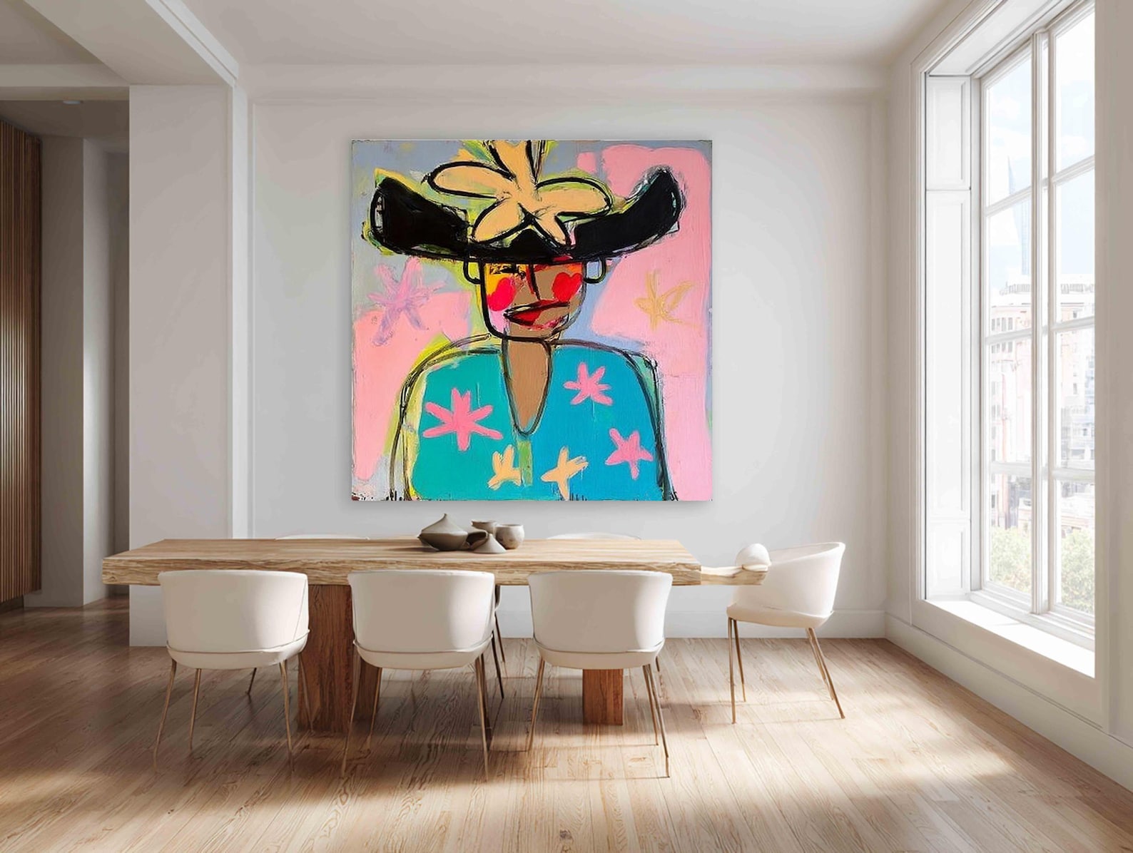 Colorful Faceless Man Painting,colorful Figure Paintings,bohemian Wall ...