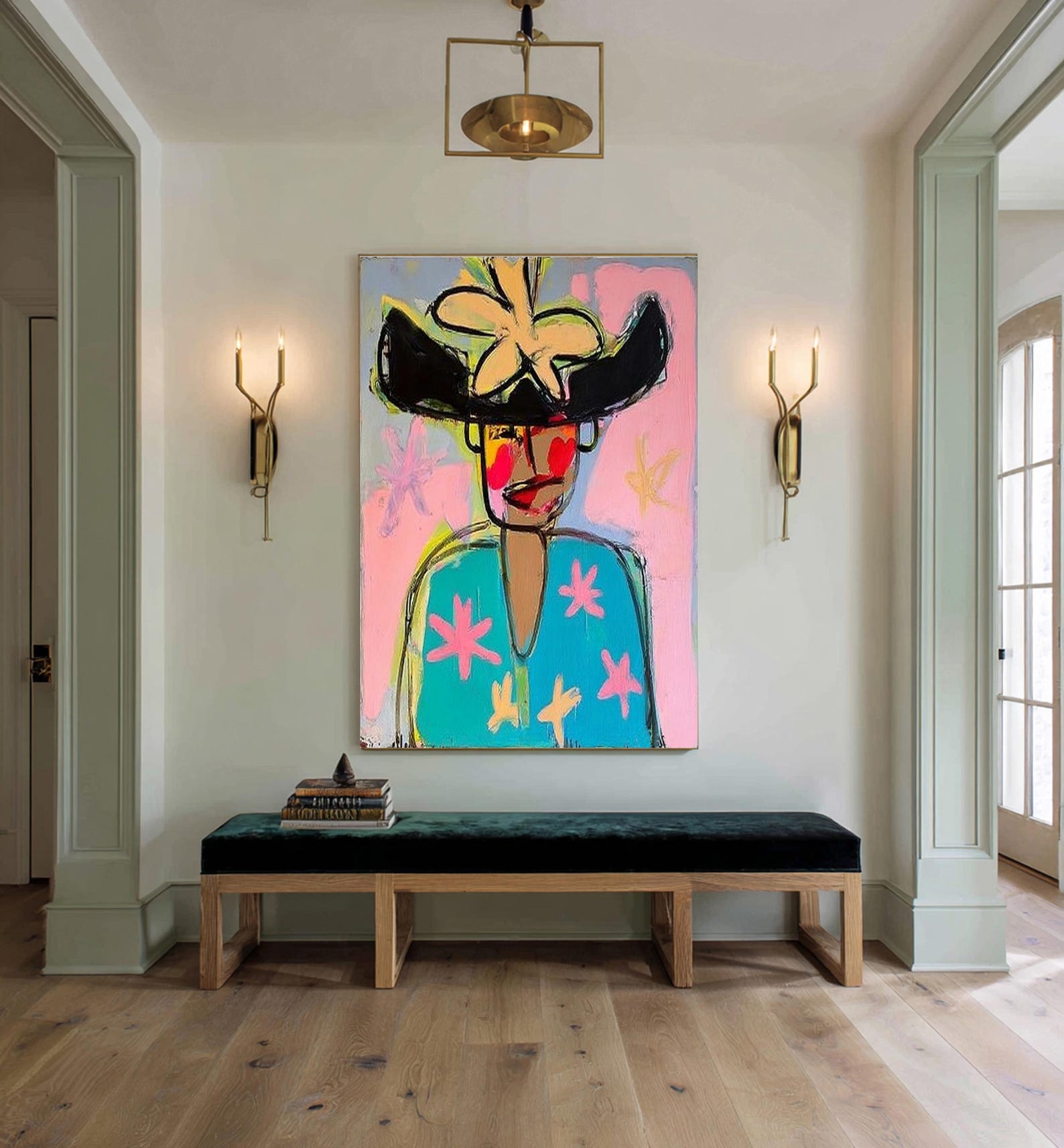 Colorful Faceless Man Painting,colorful Figure Paintings,bohemian Wall ...