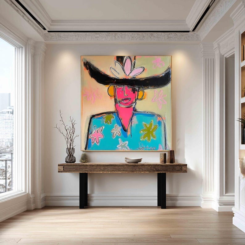 Colorful Faceless Man Painting,colorful Figure Paintings,bohemian Wall ...