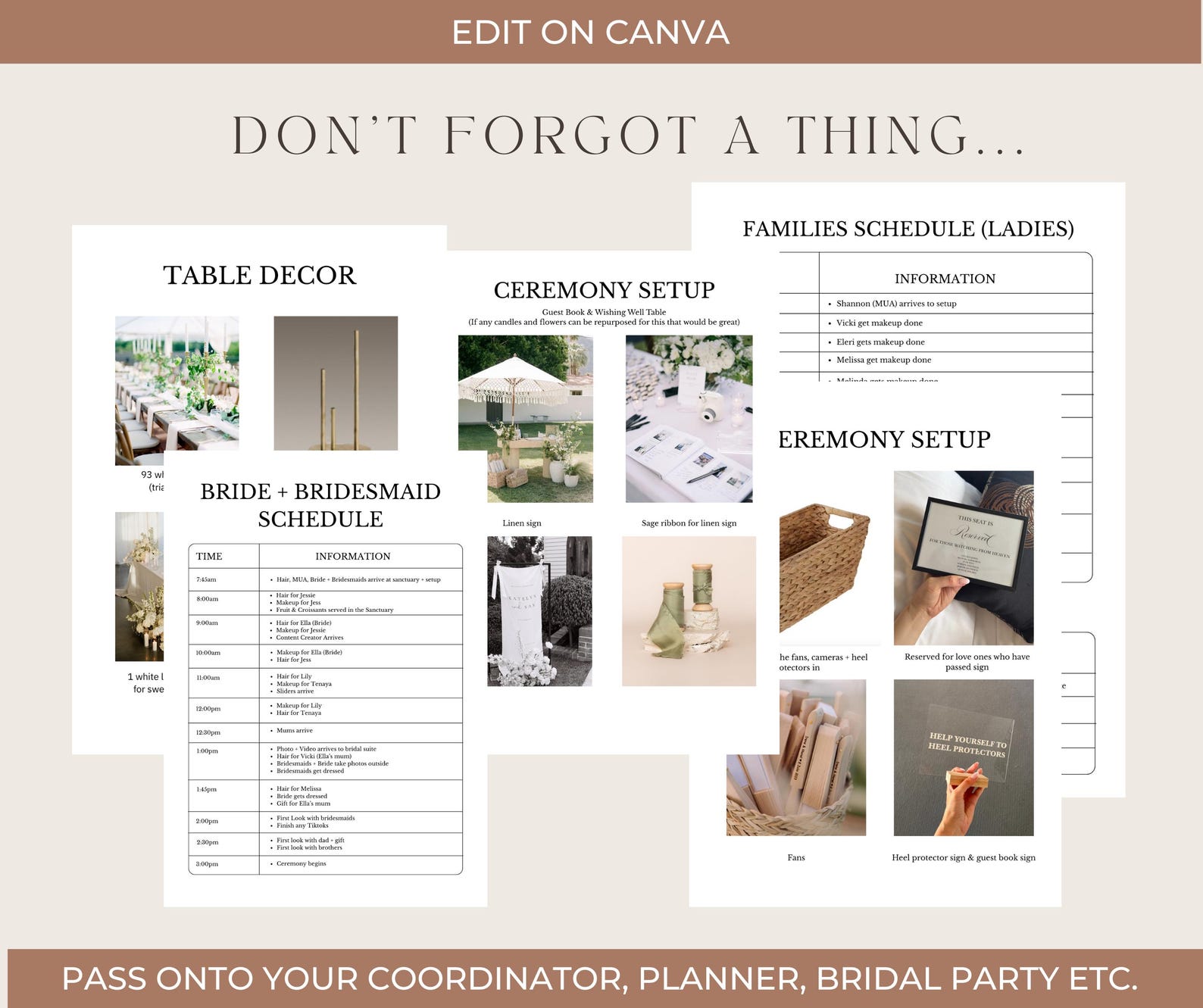 Wedding Day Blueprint - Editable Canva Template - Etsy