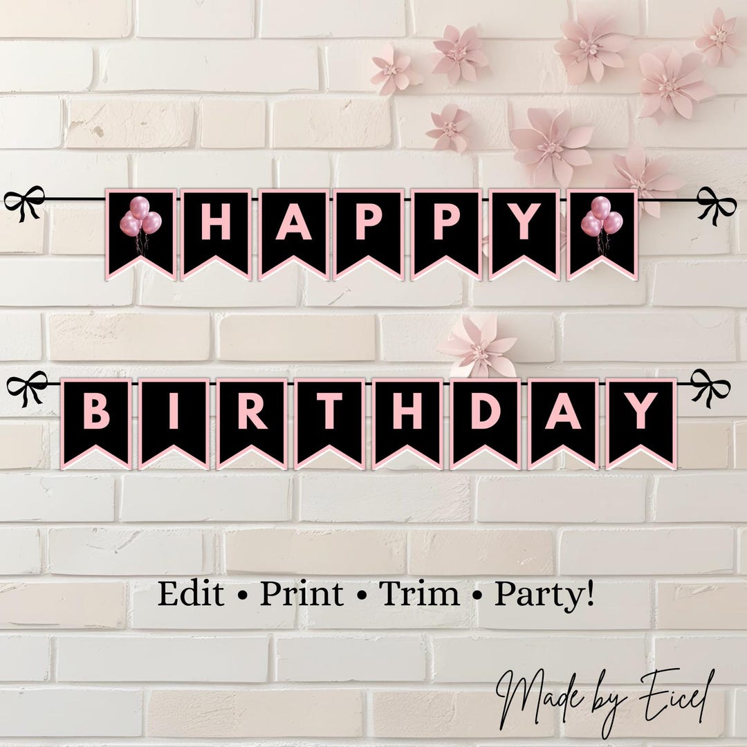Blackpink Banner Pink Black Happy Birthday Banner Bunting Flags ...