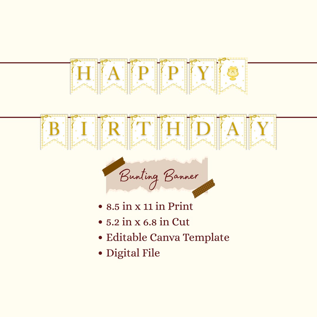 Yellow Birthday Banner Template | Editable Canva Digital Download ...