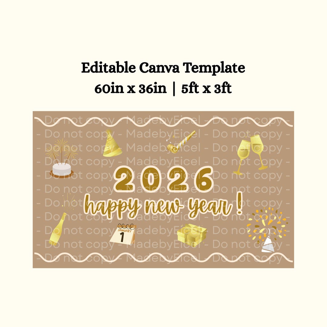 Neutral Beige Gold New Year Banner Welcome 2026 | Champagne Tan Party ...
