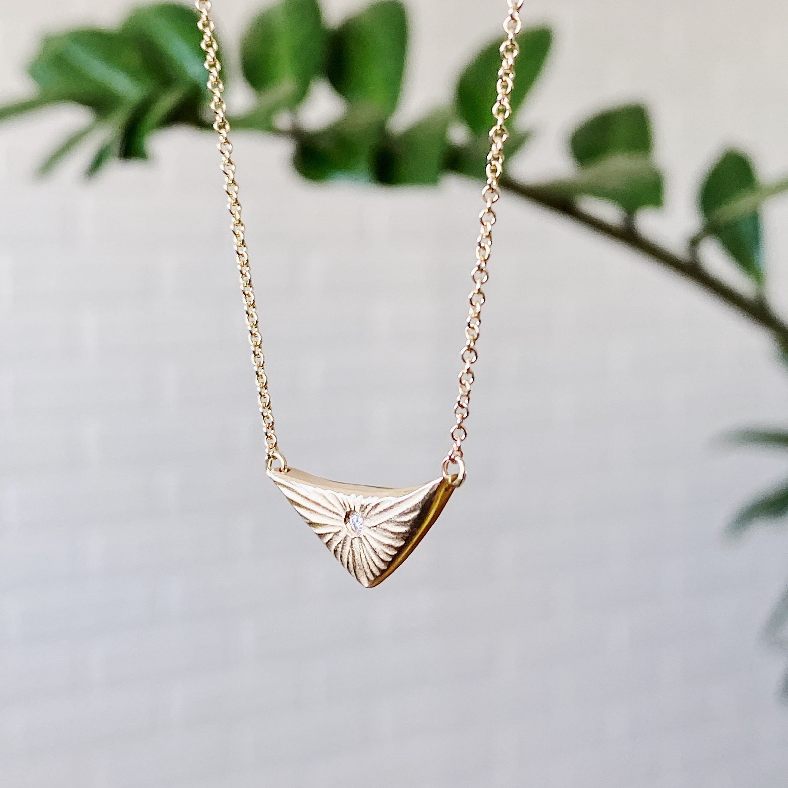 Yellow Gold Flash Necklace Solid Gold and Diamond Necklace - Etsy