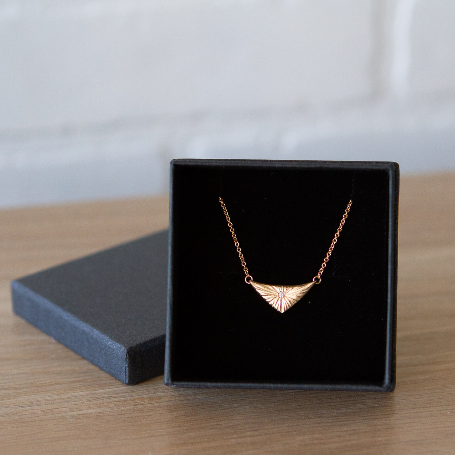 Yellow Gold Flash Necklace Solid Gold and Diamond Necklace - Etsy