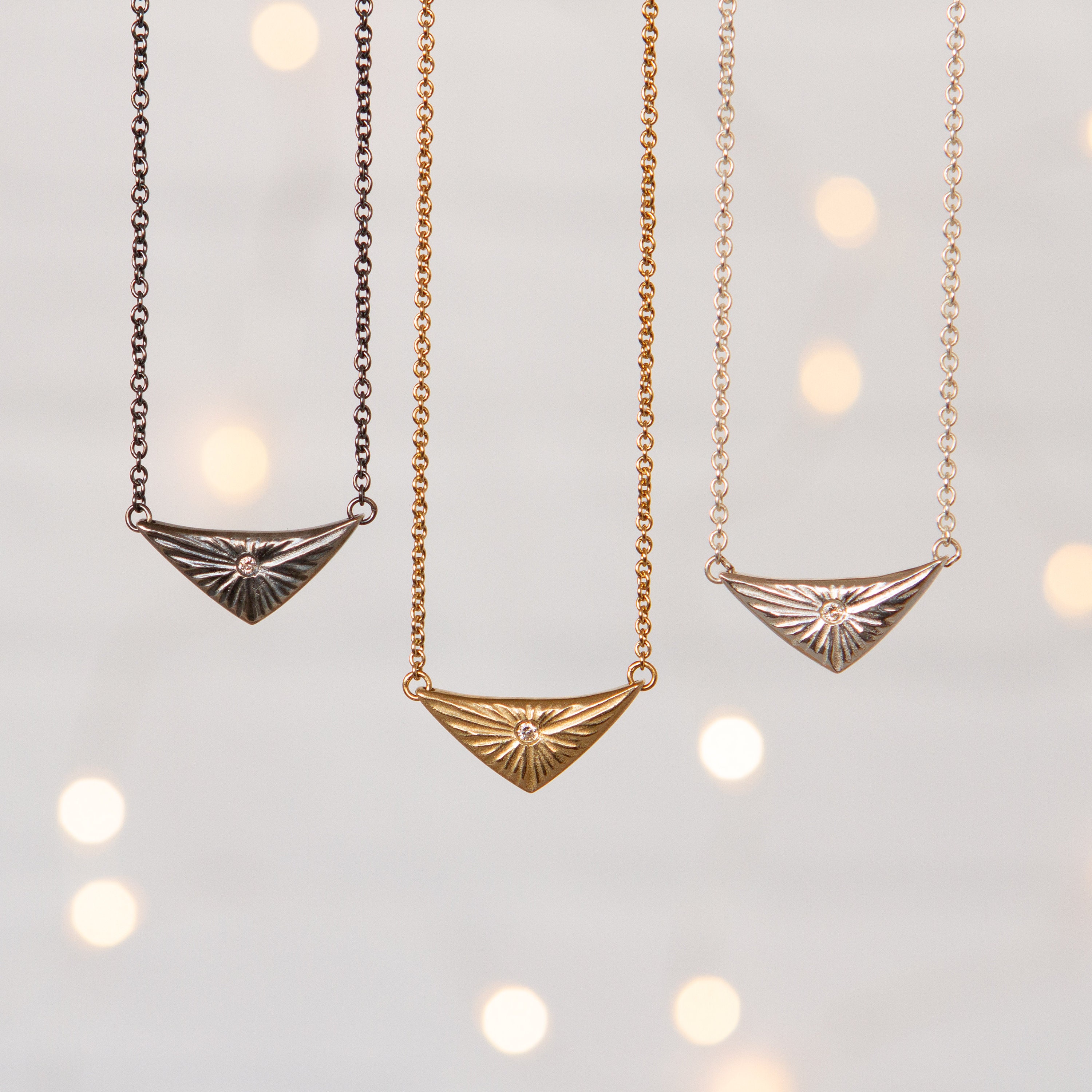 Yellow Gold Flash Necklace Solid Gold and Diamond Necklace - Etsy