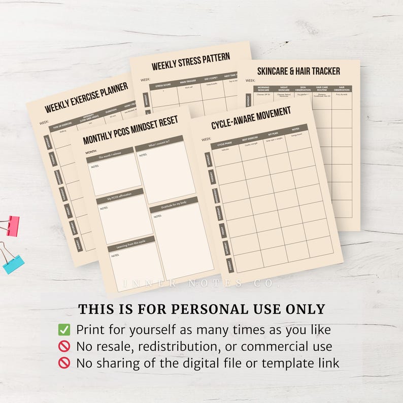 PCOS Planner Printable, Hormone Tracker, Symptom & Cycle Log, Health ...