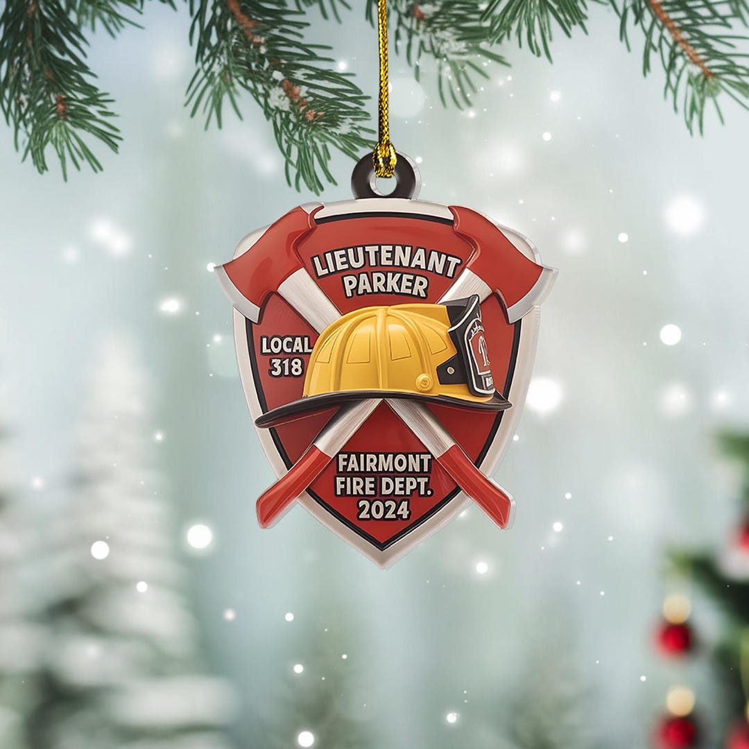 Advent Calendar Christmas Ornament Firefighter Badge Design, Flat 2D ...