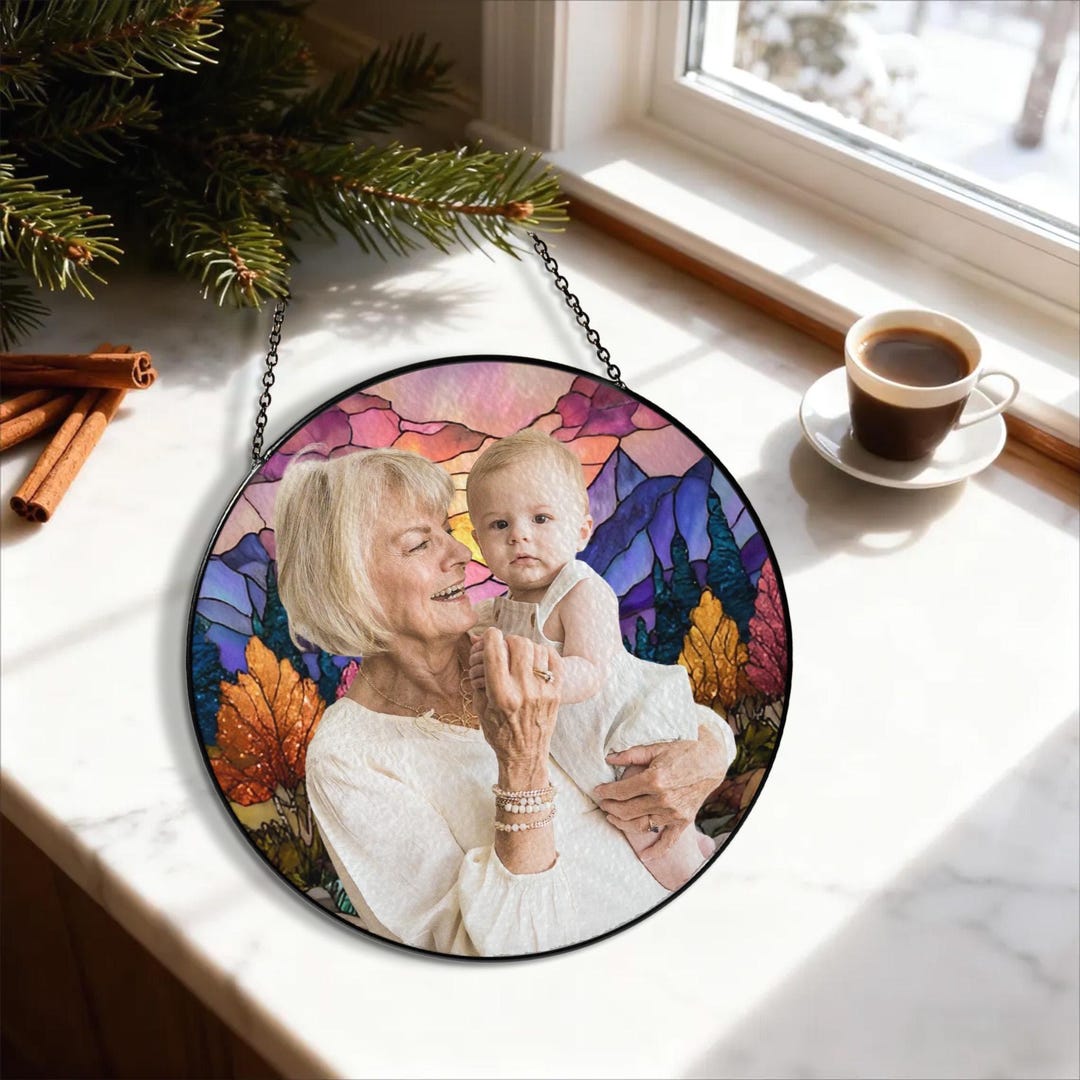 Personalized Family Photo Suncatcher, Custom Couple Portrait Stained ...