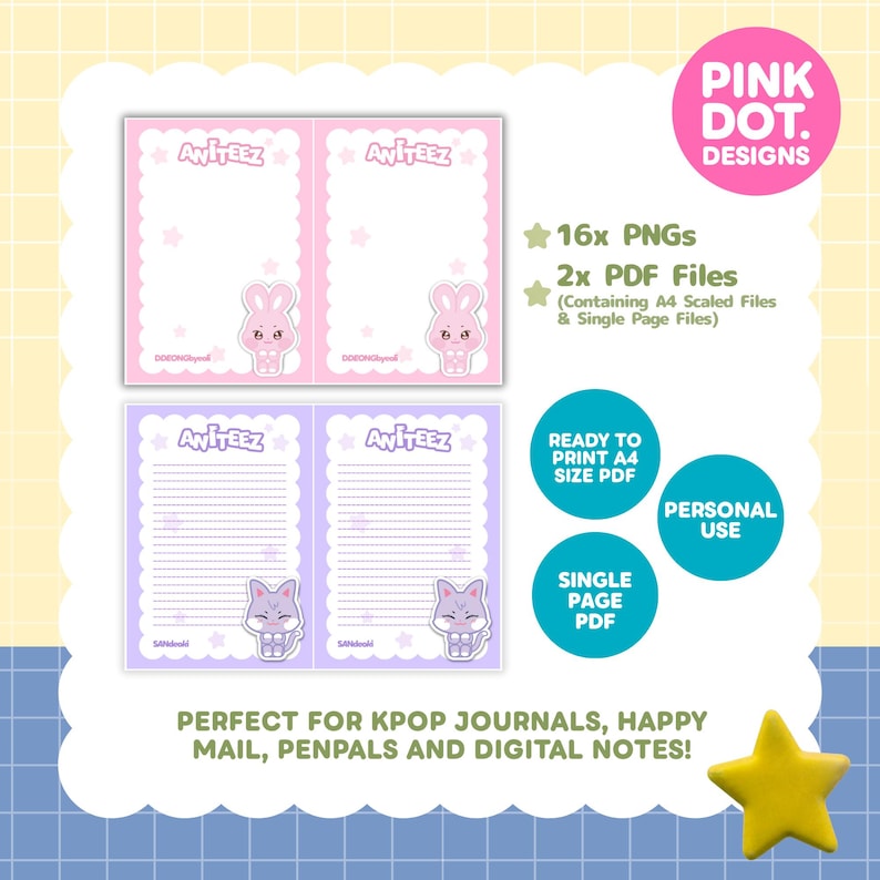 Ateez Aniteez Kpop Memo Pad Printable Designs (digital) - Etsy