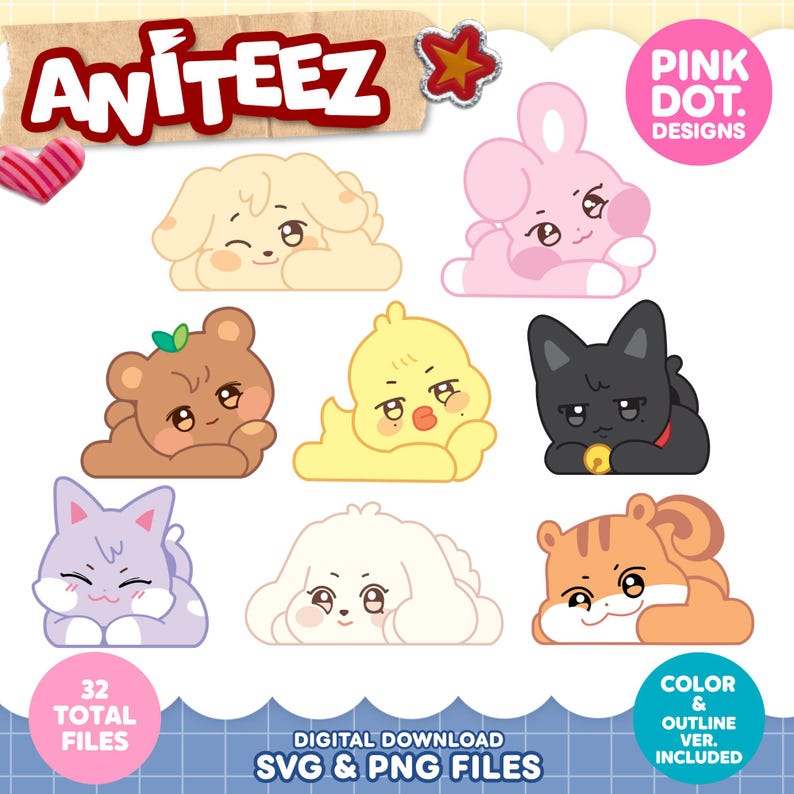 Ateez Aniteez Clipart: Kpop Cartoon SVG PNG Files (digital Download) - Etsy