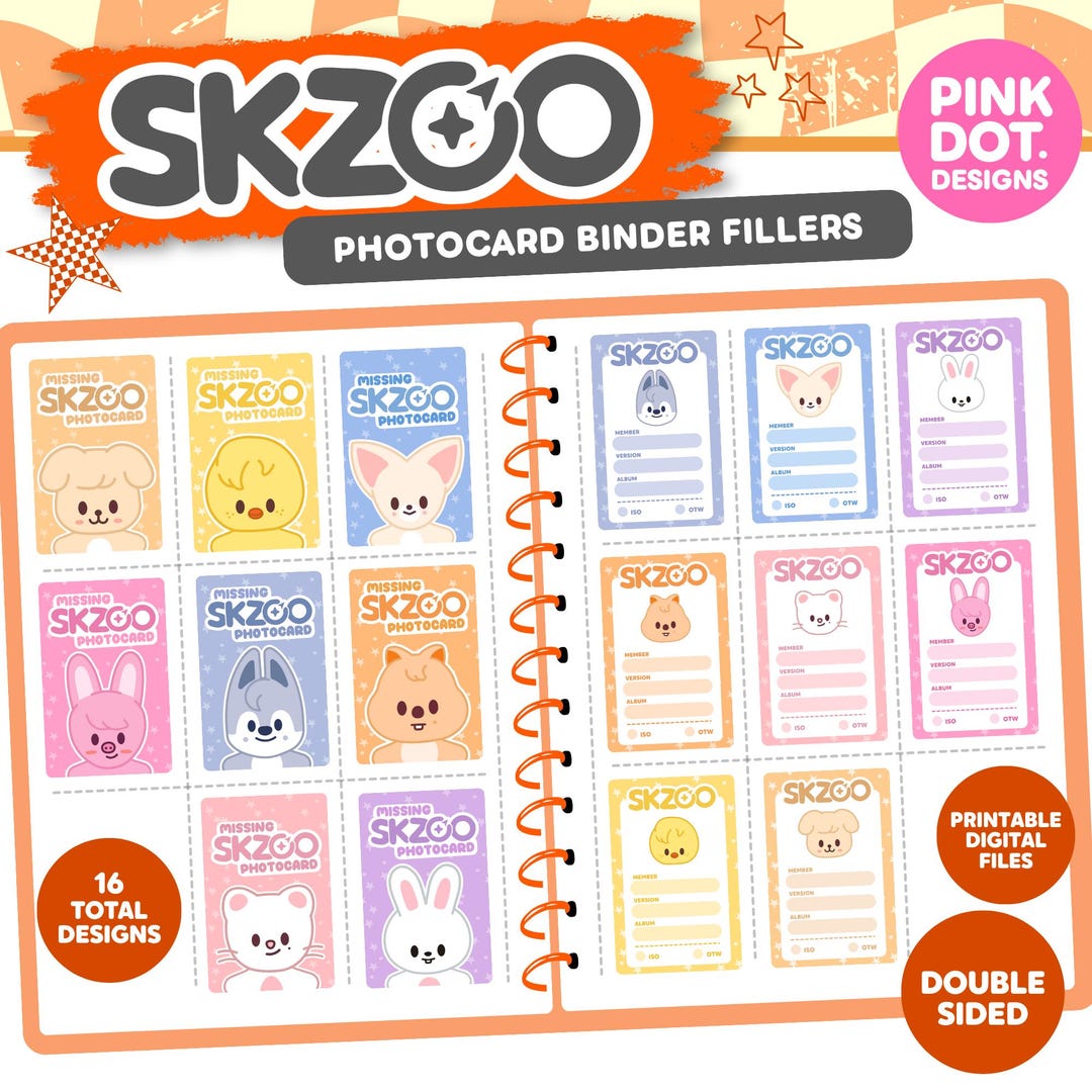 Stray Kids SKZOO Missing Photocard Binder Fillers Kpop Printable PDF ...