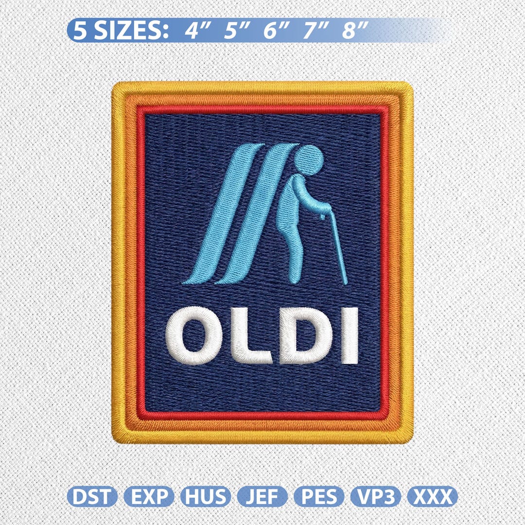 Funny Old People Embroidery Design: Oldi Logo, Elderly Meme Machine ...