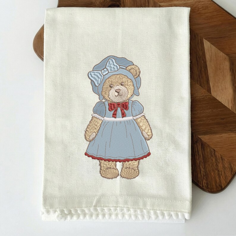 Vintage Thrifted Bear Embroidery Design, Grandma Core Teddy Bear ...