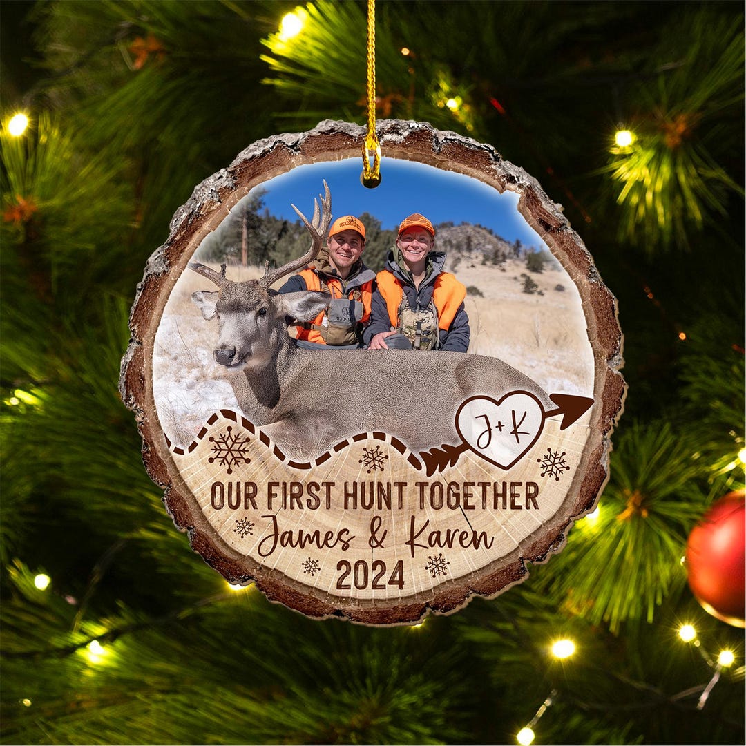 Custom Photo Hunting Couple Ornament, Personalized Couple Hunters Wood ...