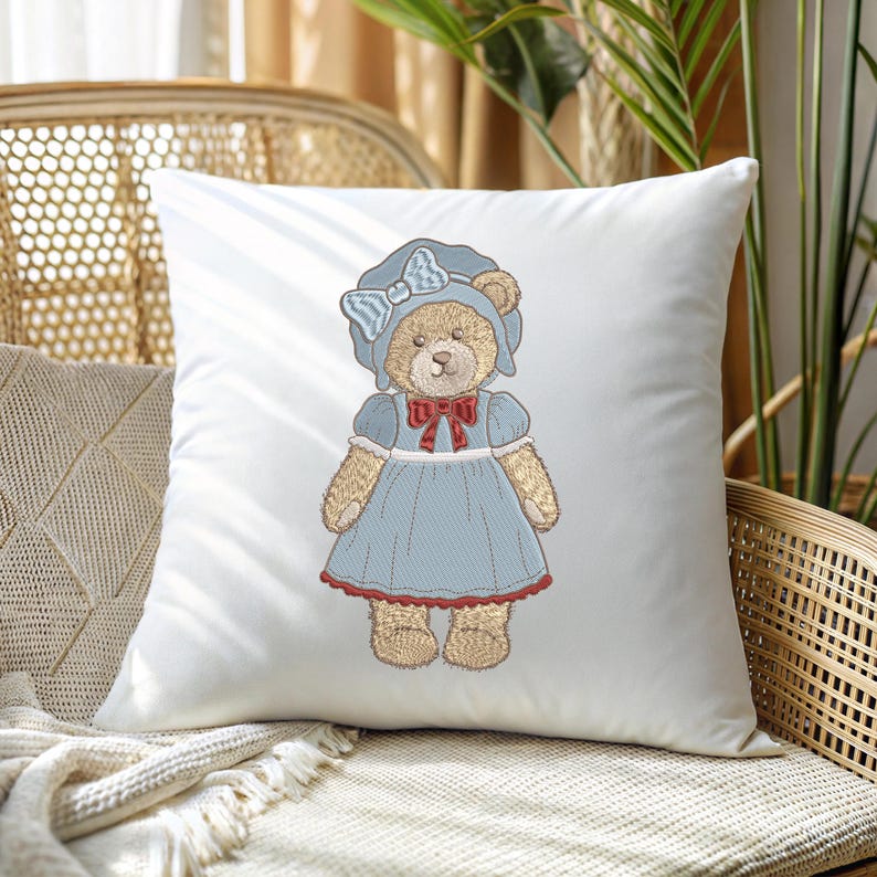 Vintage Thrifted Bear Embroidery Design, Grandma Core Teddy Bear ...