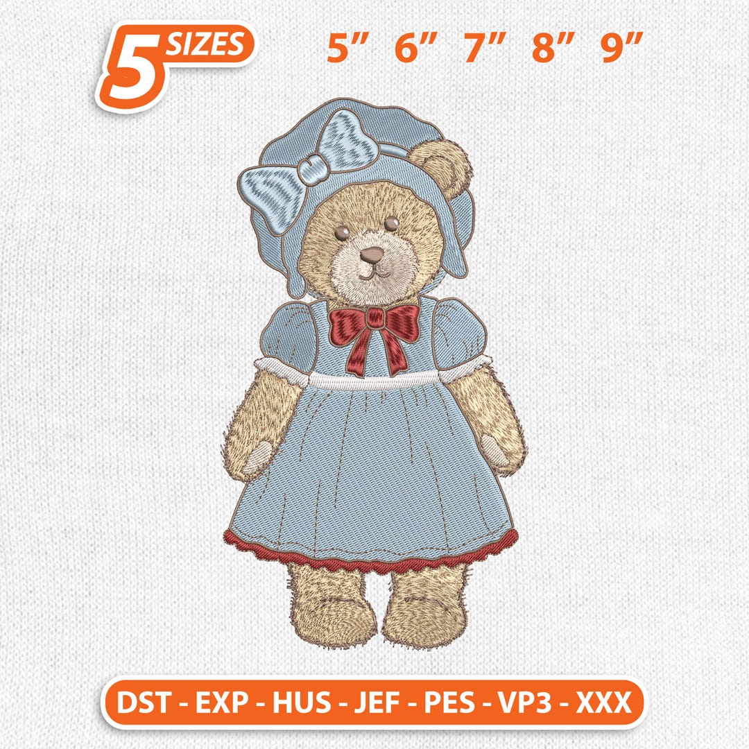 Vintage Thrifted Bear Embroidery Design, Grandma Core Teddy Bear ...