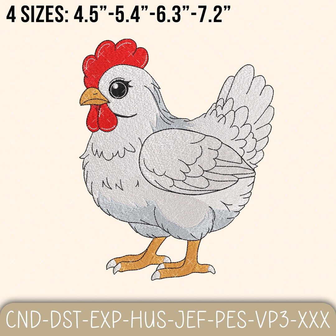 Hen Embroidery Design, Chicken Machine Embroidery Design, Farm Animal ...