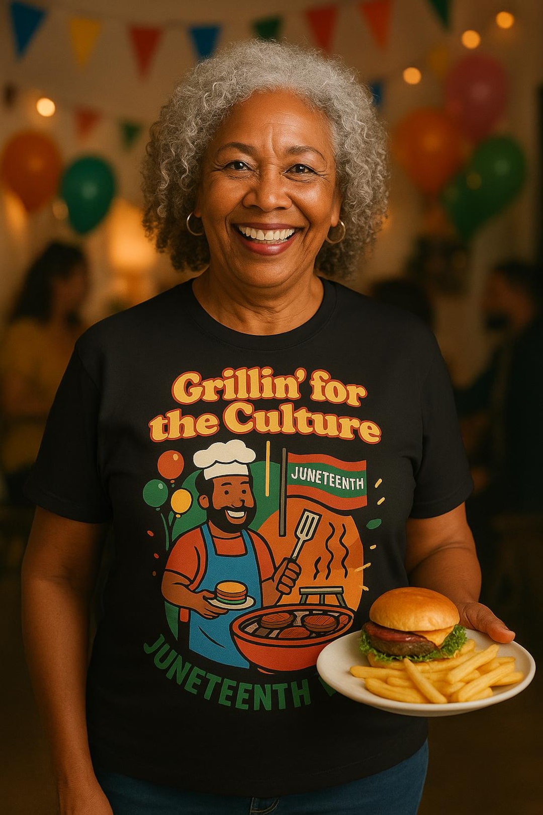 Juneteenth BBQ PNG: Black Father Grillin' for the Culture (digital ...