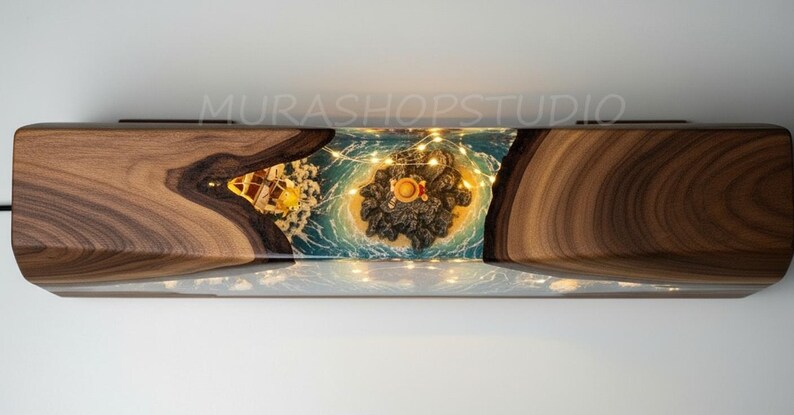 Handmade One Piece Lamp – Epoxy Resin Natural Walnut Wood Diorama ...