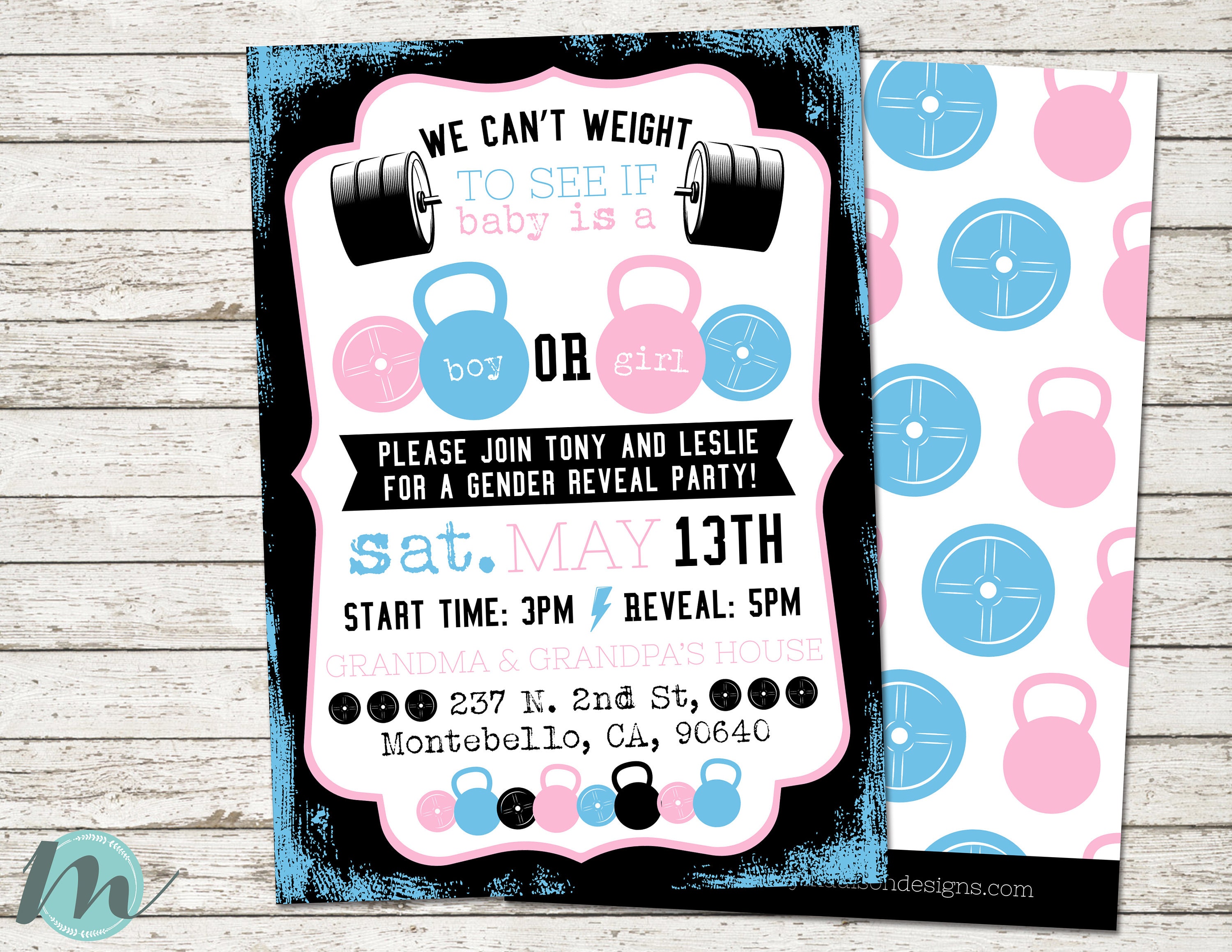 Fitness Gender Reveal Invitation, We Can't Weight Gender Reveal ...