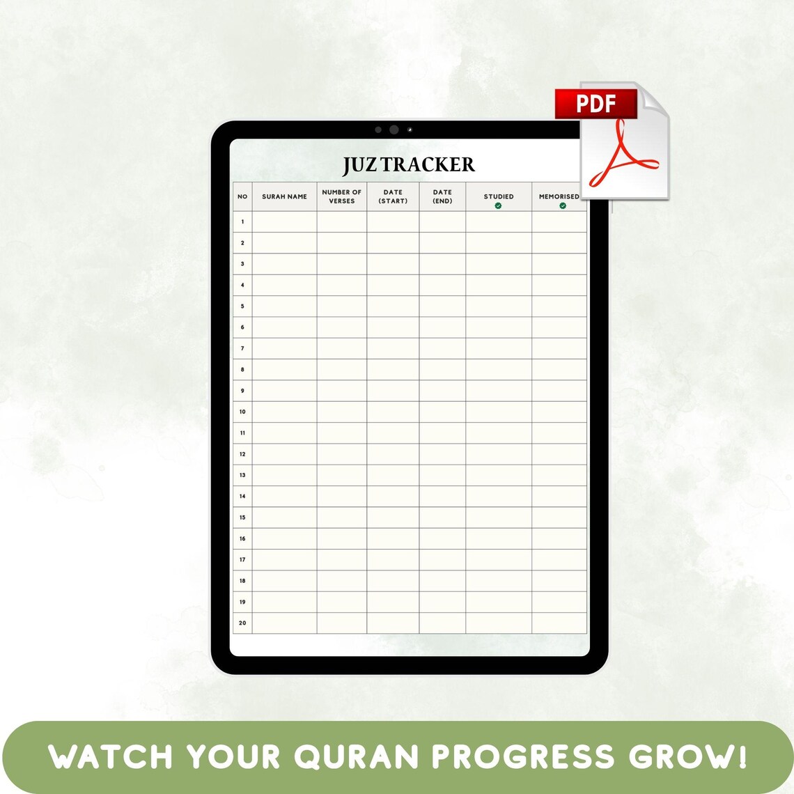 Kids Quran Juz Tracker: Printable Juz Journal & Checklist (PDF Download ...