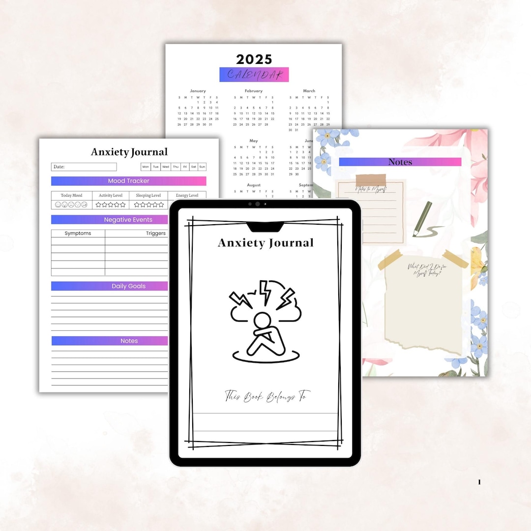 Anxiety Journal Printable PDF – Mental Health Tracker, Mood & Sleep Log ...