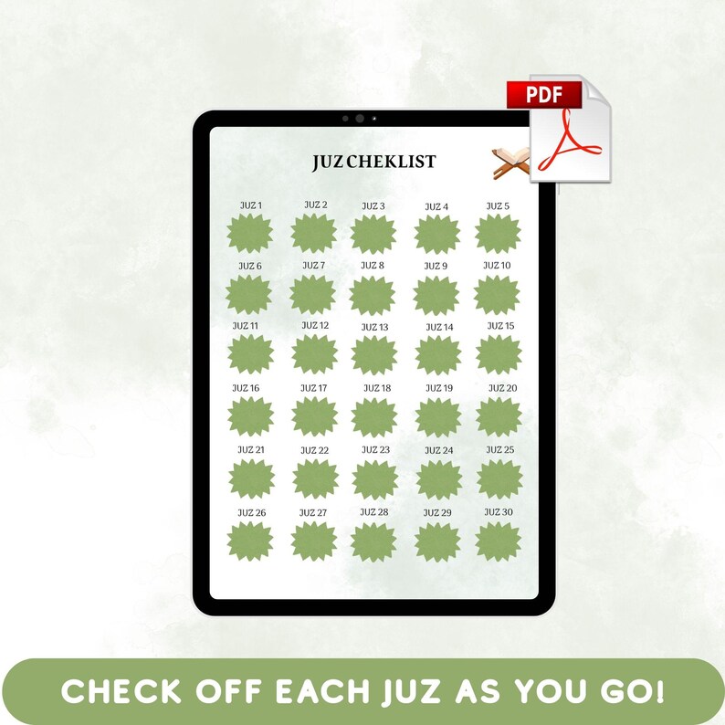 Kids Quran Juz Tracker: Printable Juz Journal & Checklist (PDF Download ...