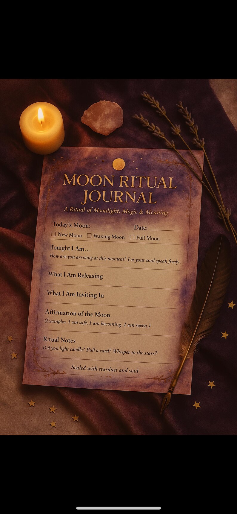 Moon Ritual Journal | Printable Moon Phase Worksheet | Manifestation ...