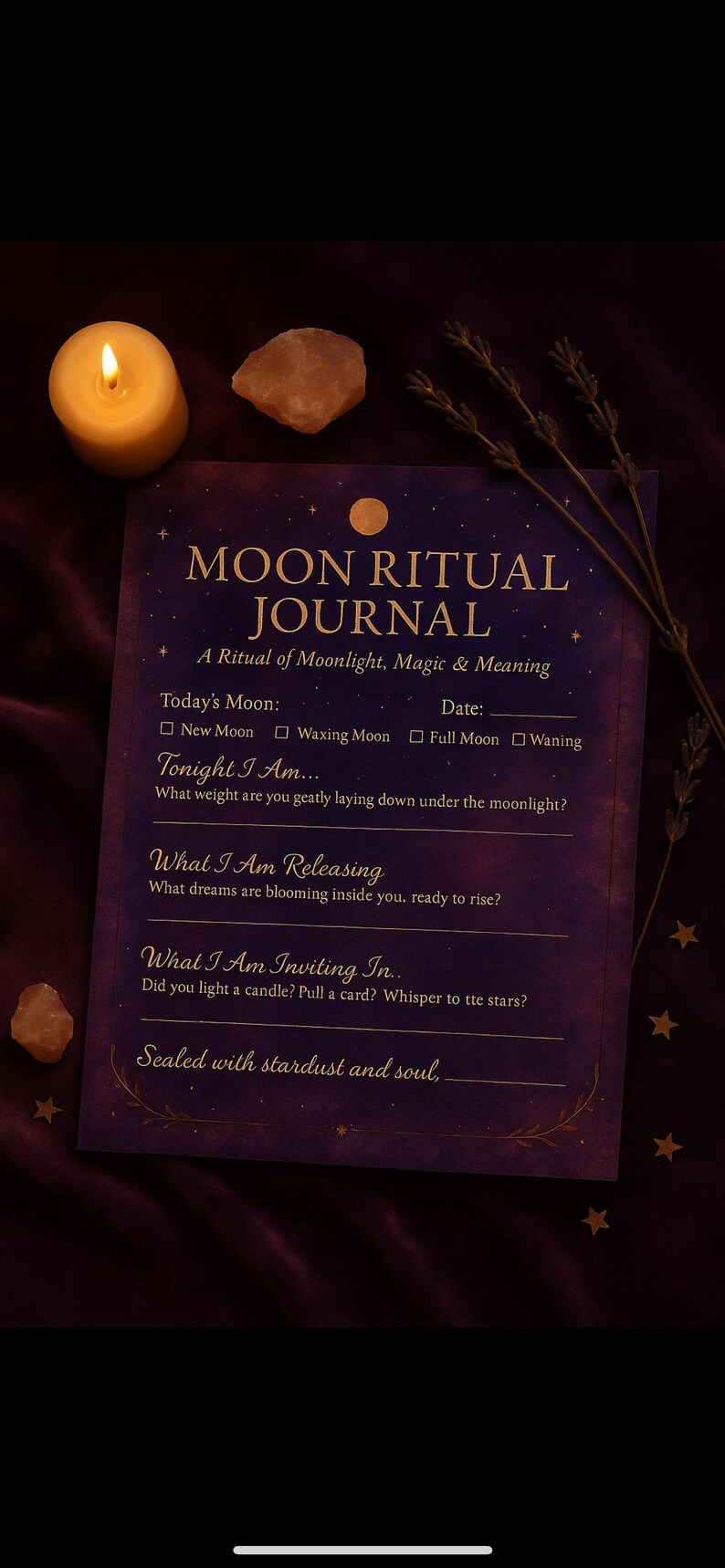 Moon Ritual Journal | Printable Moon Phase Worksheet | Manifestation ...