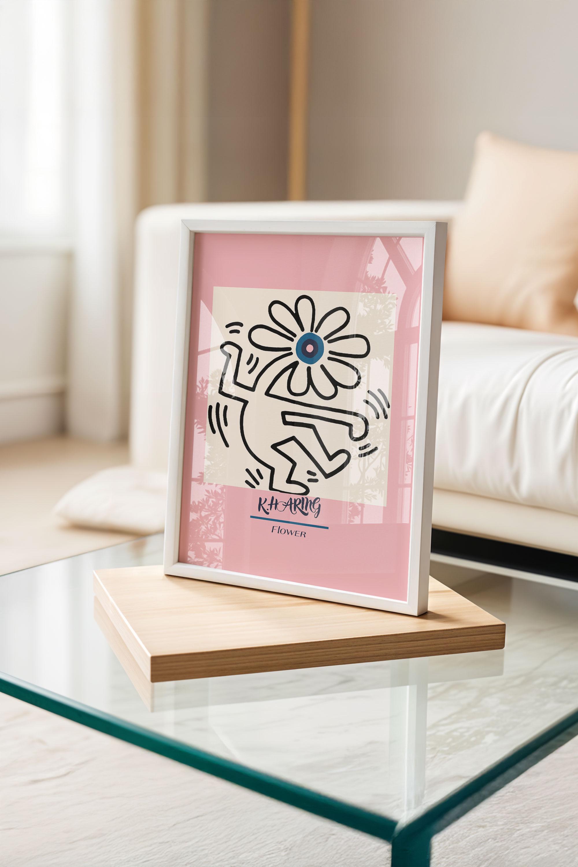 Keith Haring Roaring Flower Print | Unframed Pop Art Wall Decor ...