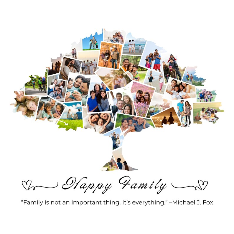 Family Tree Photo Collage Template, Canva Editable Printable, Custom ...
