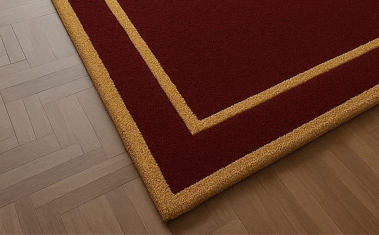 Elegant Red Area Rug With Golden Border – Modern Tufted Rectangle ...