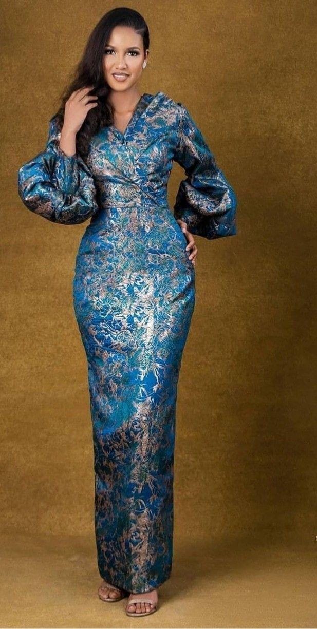 African Wedding Party Dress for Women – Custom Ankara Gown,damask MAXI ...