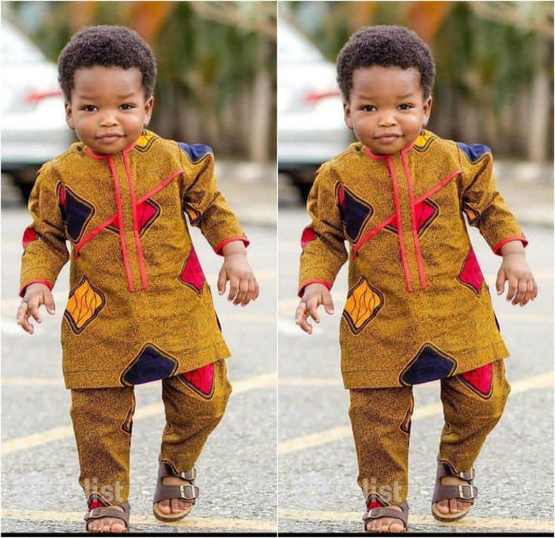 African Print Boy Outfit | Ankara Shirt and Shorts Set | Baby Boy ...