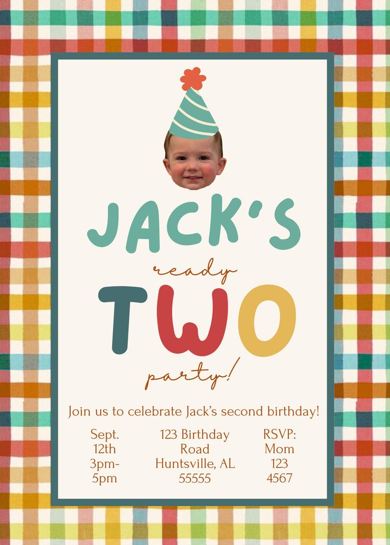 Colorful Second Birthday Invitation Template: Ready Two Party - Etsy