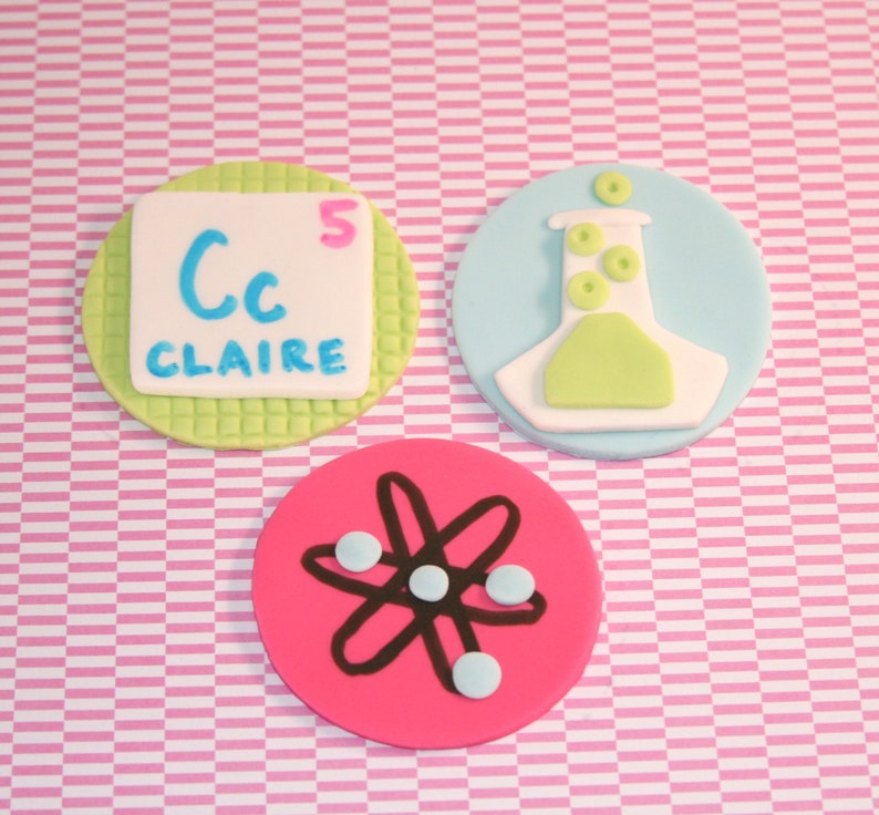 Fondant Cupcake Toppers Science Themed Birthday Party - Etsy