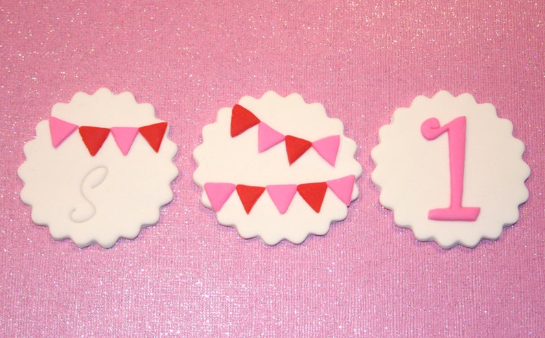 Fondant Cupcake Toppers Pennant Banner Bunting Birthday Age - Etsy