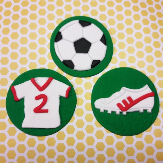 Fondant Cupcake topper Soccer Ball Jersey shoe cleats | Etsy