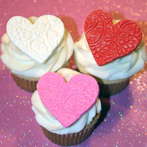 Fondant Cupcake Toppers Hearts Valentines Day Wedding Love - Etsy
